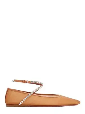 Amina Muaddi Mesh Flat Shoes Nude