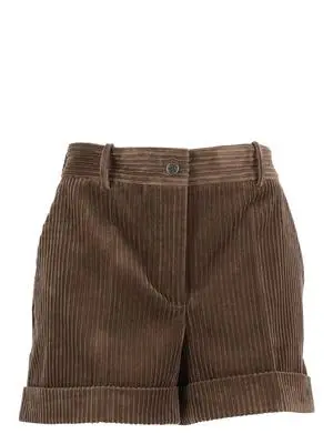 P.a.r.o.s.h Corduroy Shorts With Turn-up Hem - Brown