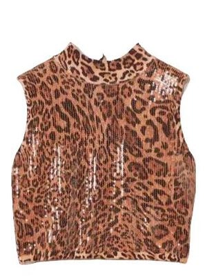 TWINSET Leopard-print Sequin-embellished Top - Brown