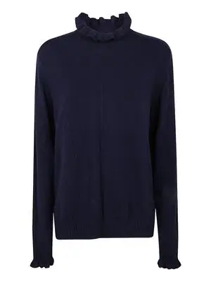 TWINSET Ruched Cuff High Neck Knitted Jumper - Black