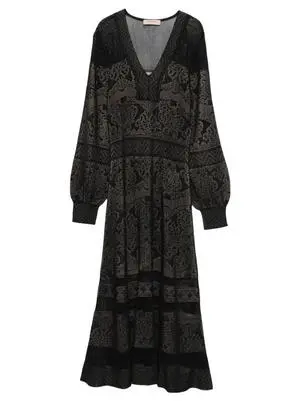 TWINSET Twinset V-Neck Maxi Dress Black