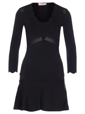 TWINSET Flared Neck Dress - Black