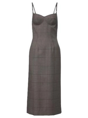 MUGLER Mugler Houndstooth Wool Midi Dress