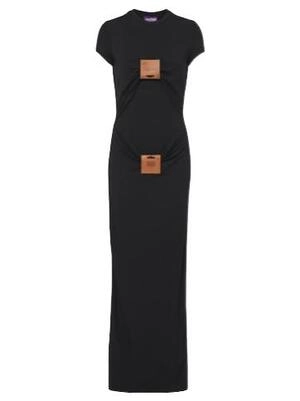 JEAN PAUL GAULTIER Leather-trimmed Jersey Maxi Dress - Black