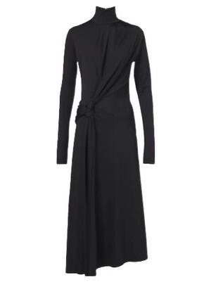 VICTORIA BECKHAM Victoria Beckham Letice Gathered Turtleneck Jersey Midi Dress