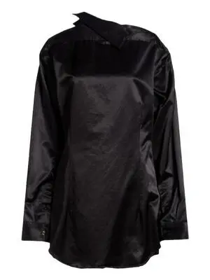 MAISON MARGIELA Denim Satin Long Sleeve Top - Black