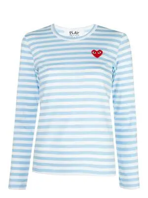 Play Comme Des Garcon Striped Long Sleeve Top - Blue