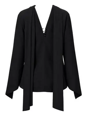FRONT ROW SHOP Front Row Shop Reversible Silk-Blend Scarf Blouse