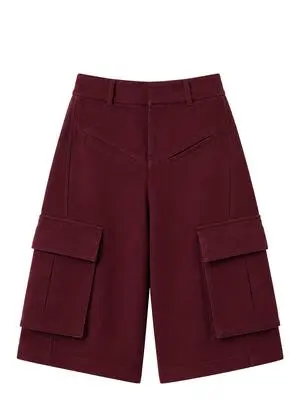 FRONT ROW SHOP Cotton Twill Shorts - Red