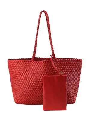 FRONT ROW SHOP Soleil Woven Large Tote - Red