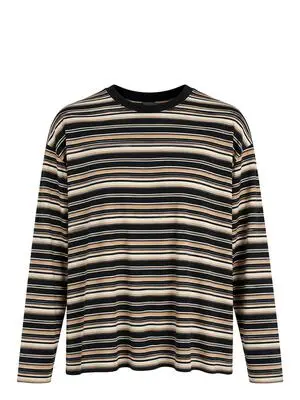 FRONT ROW SHOP Shapeable Stripe T-shirt - Beige/black