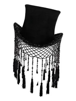Victoria Grant Dark Horse Sculptural Velour Top Hat - Black