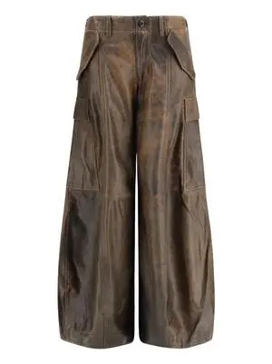 R13 Leather Cargo Pants - Brown