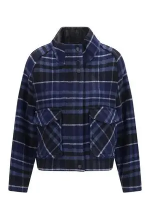 Pinko Pinko Campanula Check Double-Cloth Caban Blue