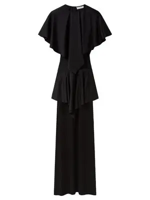 Stella McCartney Tiered Pleated Satin Gown - Black