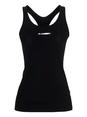 JIL SANDER Logo-printed Racerback Tank Top - Black