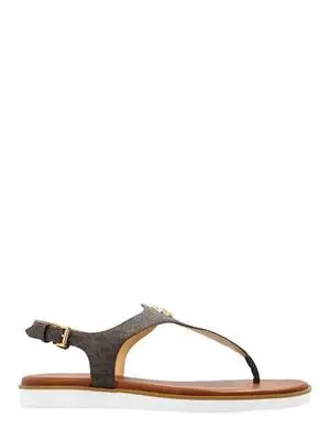 Michael Kors Michael Michael Kors Val Logo Plaque Sandals Brown