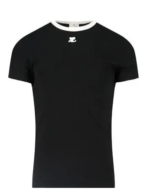 COURREGES Courrèges Bumpy Contrast Crewneck T-shirt - Black