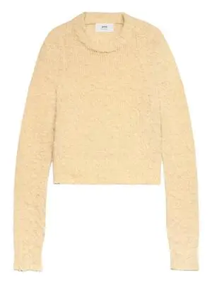 AMI Paris Brushed Crewneck Knit Sweater - Yellow