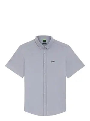 Hugo Boss Logo-print Button-down Shirt - Gray