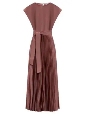 Max Mara Pleated Midi Dress - Brown