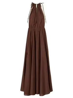TWINSET Halter Slit Maxi Dress - Brown