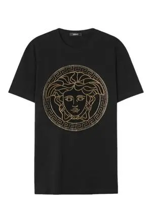 Versace Medusa Head Embellished Crewneck T-shirt - Black