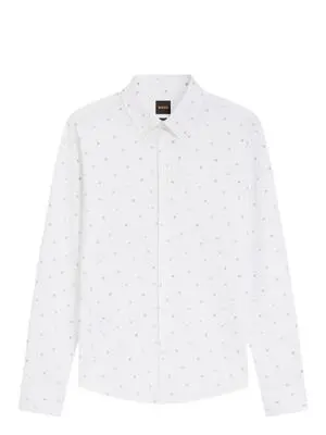 Hugo Boss Geometric-print Button-down Shirt - White Pattern