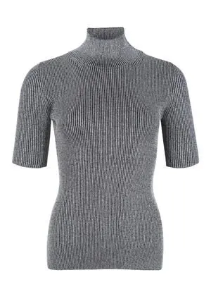 Missoni Missoni Ribbed Mock-Neck Knitted Top Gray