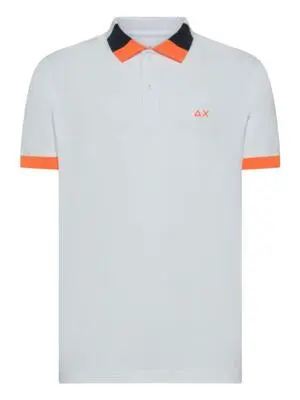SUN 68 Contrast Trim Polo Shirt - White