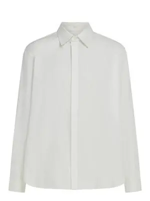 FERRAGAMO Stretch Poplin Cotton Shirt With Adjustable Collar - White