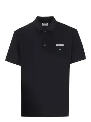 Moschino Logo-print Cotton Polo Shirt - Black
