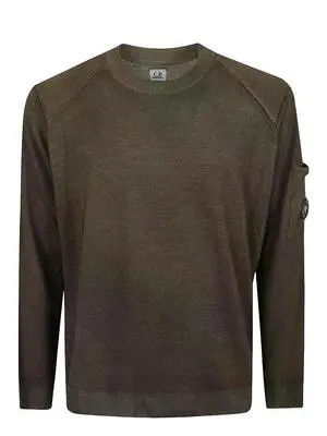 C.P. COMPANY Merino Wool Re-colour Lens Crewneck Sweater - Brown
