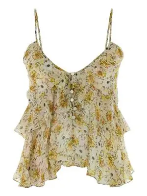 Isabel Marant Étoile ISABEL MARANT Briara Floral Print Top Neutrals