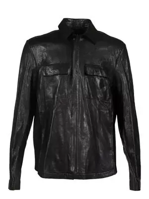 SAN263-1 Flap-pocket Leather Jacket - Black