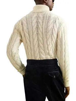 Ralph Lauren Purple Label Cable-knit Roll-neck Sweater - Neutrals