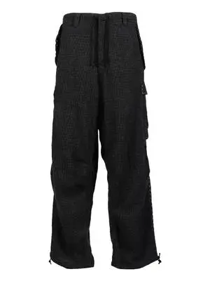 Y’S Y's Houndstooth-Pattern Hand-Stitched Cargo Trousers