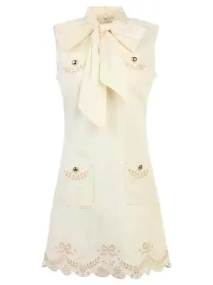 SELF-PORTRAIT Self-Portrait Broderie Denim Mini Dress