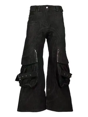 NO/FAITH STUDIOS Cargo-pocket Wide-leg Jeans - Black