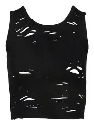 R13 R13 Distressed Cropped Tank Top Black