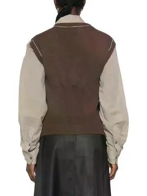SONIA CARRASCO Knitted-panel Single-breasted Waistcoat - Brown
