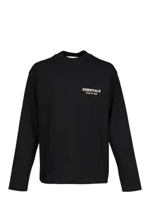 ESSENTIALS Logo-print Long-sleeve T-shirt - Black