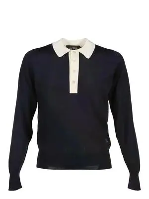 WALES BONNER Henry Merino-wool Polo Shirt - Blue