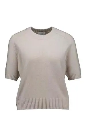 ALLUDE Short-sleeve Crew-neck Sweater - Pink