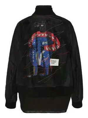 ORDINARY COUTURE CODE Graphic-print Panelled Bomber Jacket - Black