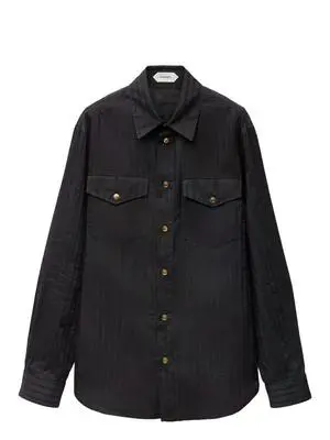 Versace Jacquard Cotton-silk Regular Shirt - Black