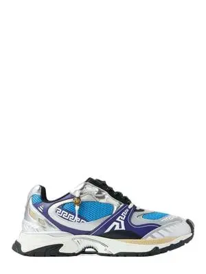 Versace Icaro Metallic Leather Sneakers - Silver