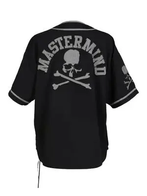 MASTERMIND WORLD Logo-patch Denim Baseball Shirt - Black