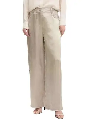 Sisley Crinkled Palazzo Pants - Silver