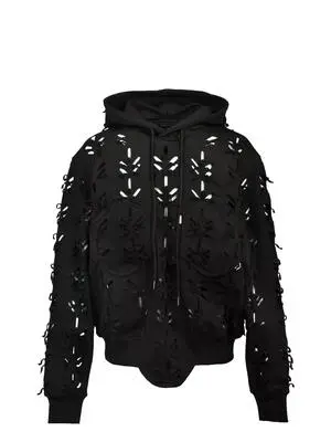 JUNTAE KIM Laser-cut Cotton Hoodie - Black